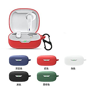 2 Pack DAYJOY Soft Silicone Protective Case Cover Compatible with JBL Wave 300TWS/VIBE 300TWS/JBL Vibe Flex Earbuds, Protective Skin Sleeve with Key Chain(Black+Blue)