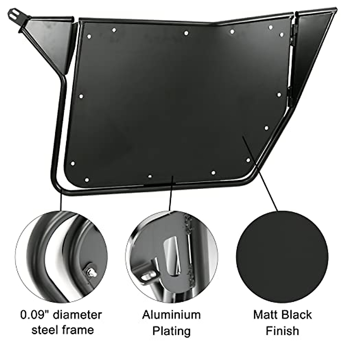 Acmex Black Metal Doors for 2008-2014 Polaris RZR 800/ S 800/ XP 900/570, 2 Pair Accessories