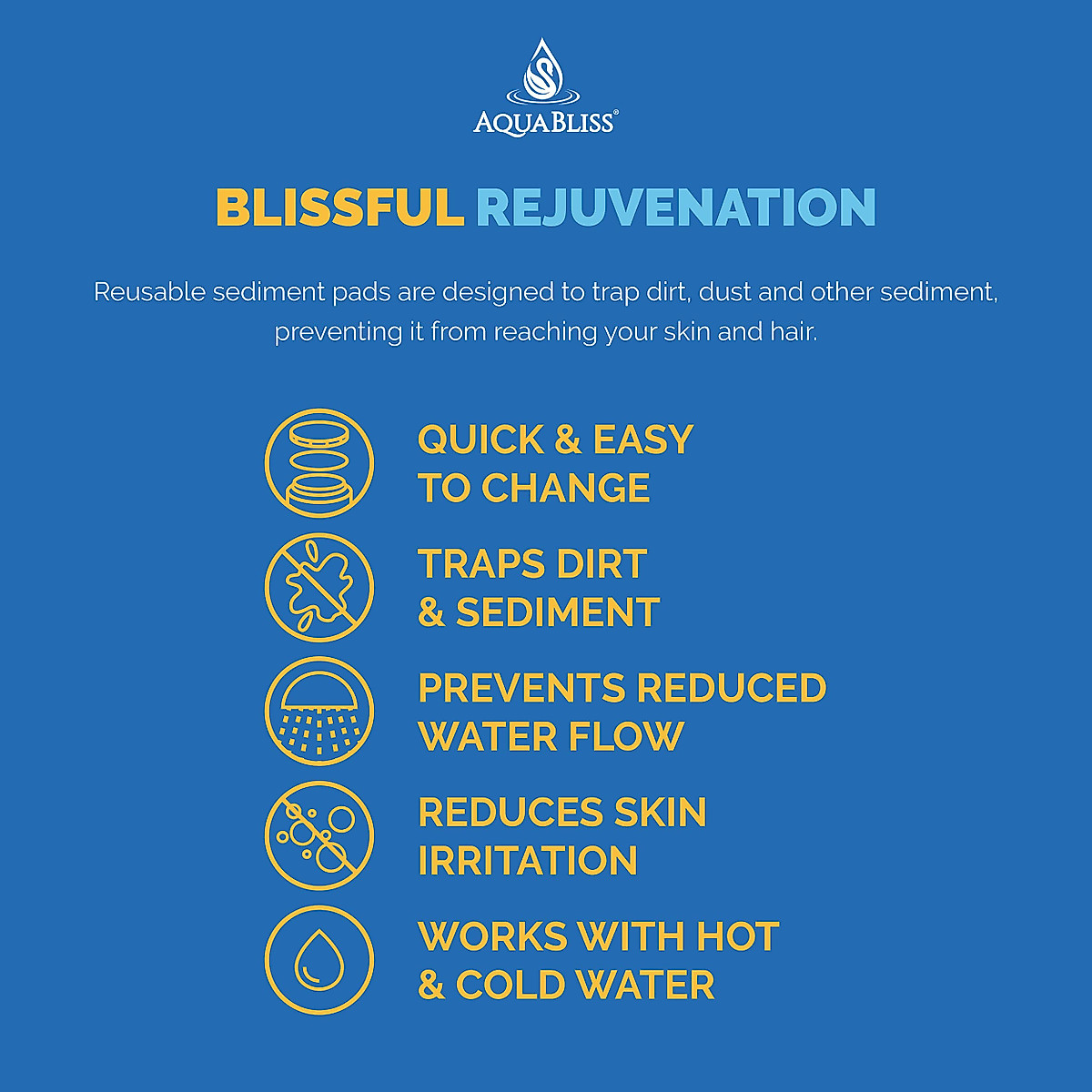 AquaBliss Shower Filter Sediment Pads - Protect your Skin & Hair from Rust, Dust, Sand and other impurities in your water. Compatible with SF400 & SF500-30-Pack