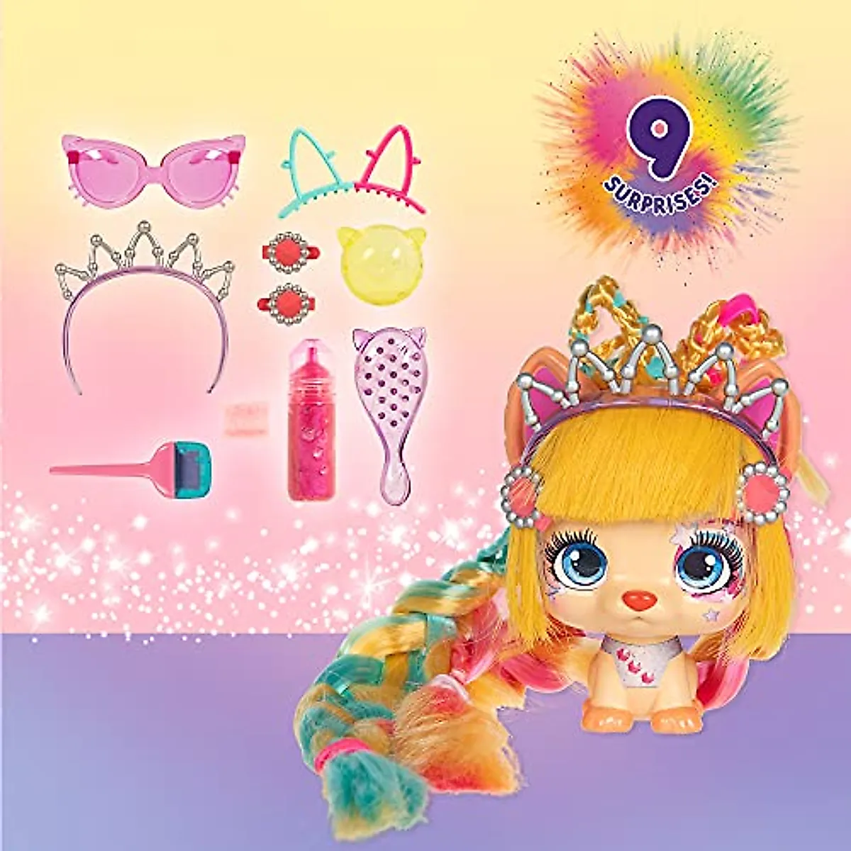 IMC Toys VIP Pets Color Boost - Includes 1 VIP Pets Doll, 9 Surprises, 6 Accessories| Kids Age 3+ (712003)