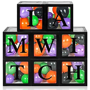 Geyee 8 Pieces Balloon Box Decoration, Transparent Block with 78 Letters/ 3-Sets of A-Z for Halloween Decor Bride Shower, Baby Shower, Christmas Halloween Supplies, Birthday Boxes(Black)