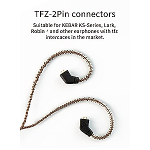 Keephifi Earphone Cable-KBEAR Type-C1 Connector Earbuds Upgrade OFC Cable with TFZ Pins Interface, Line-Control Noise Cancelling Microphone, Suitable for KBEAR HiFi Bass Headphone KS1 KS2(Brown)