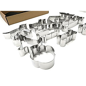 JOKUMO Dog Lover Complete Cookie Cutters Set – 10 PC High Grade 430 Stainless Steel –Golden Retriever, Miniature Schnauzer, Dachshund, Dog sit position, Dog Paw, Dog House, Fire Hydrant and 3 Dog Bone