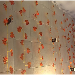 12 Pack Fall Leaves Leaf Garland Hanging Vines Artificial Maple Thanksgiving Decor for Home Wedding Fireplace Party Bedroom Kitchen Restaurant DIY Christmas Table Decorations Flower Garden