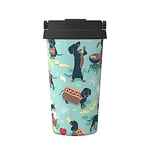 WANGXUEE Hot Dogs and Lemonade Print 500ml Stainless Steel Travel Tumbler Double Wall Vacuum Insulated Coffee Mug