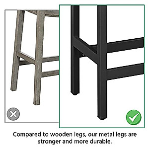 Yaheetech 26" Bar Stools Set of 4 Counter Height Bar Stools Leather Saddle Stool Kitchen Stools for Island Modern Backless Faux Leather Counter Stool, Dark Brown