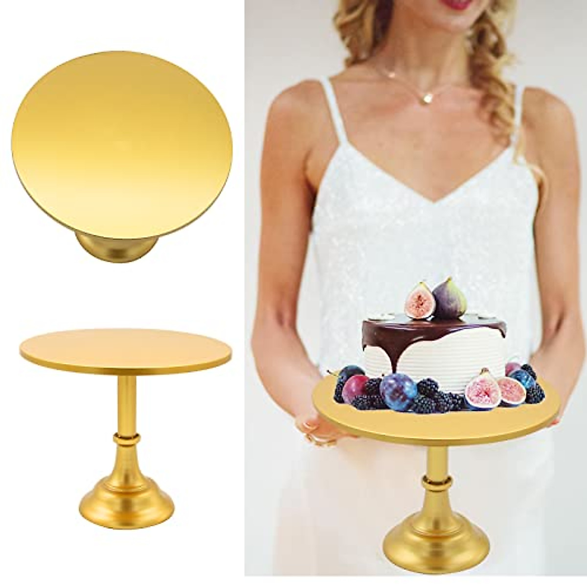 Cake Stand 12 inches/ 30cm Round Cake Stand Simple Style Metal Cupcake Holder for Wedding Event Anniversary Ceremony Birthday Party Dessert Cupcake Pedestal Display Plate Golden