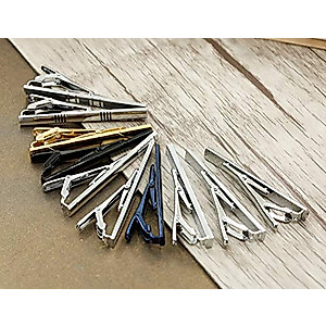 YADOCA Tie Clips for Men Tie Bar Clip Black Silver-Tone Gold-Tone for Wedding Business with Gift Box