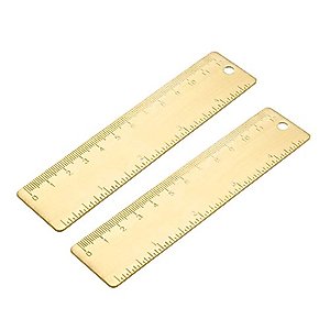 uxcell Straight Ruler 120mm 4 Inch Brass Measuring Tool with Hanging Hole 2pcs