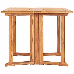 vidaXL Foldable Butterfly Patio Table, Space-Saving Design, Indoor/Outdoor Use, Solid Teak Wood, Seats 6, Fine Sanded Finish for Smooth Appearance, Dimensions: 59.1"x35.4"x29.5"
