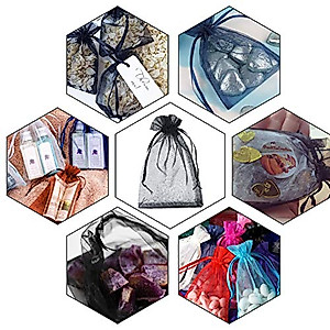 G2PLUS 4''X6 Organza Bags,100PCS 10X15CM Drawstring Organza Jewelry Favor Pouches Wedding Party Festival Gift Bags Candy Bags (Black)