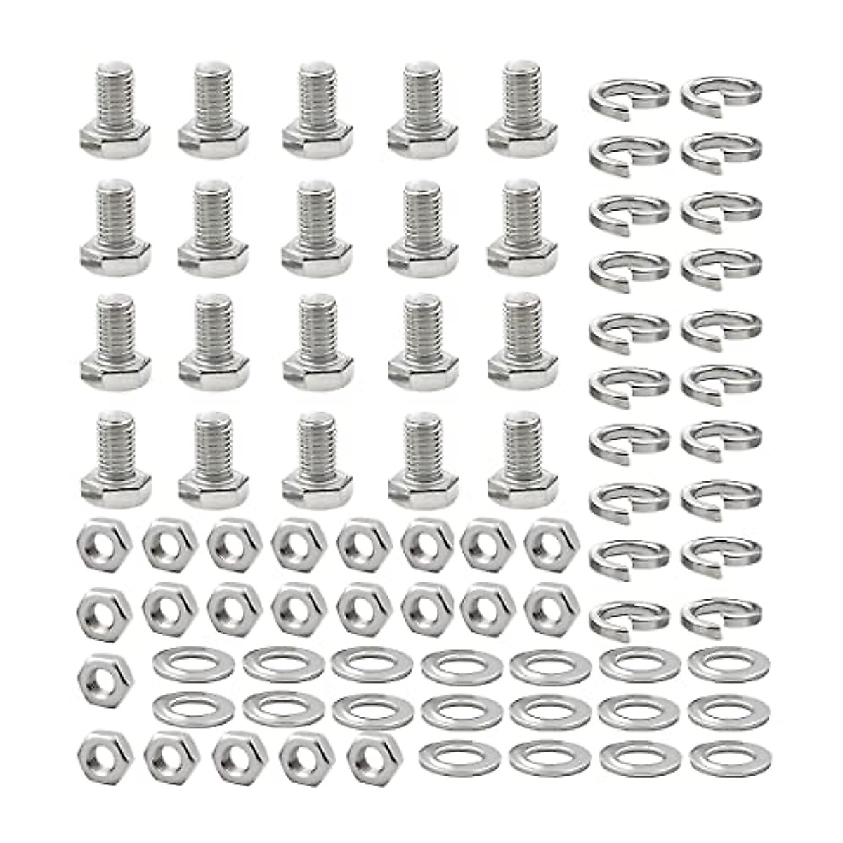 Motorcycle Battery Terminal, 20 Pack M6 x16mm M6 x20mm Motorcycle Battery Terminal Bolt Square Nut Kit, 304 Stainless Steel Battery Screw and Nut, Motorcycle Accessories for ATV Scooter (M6x16mm)