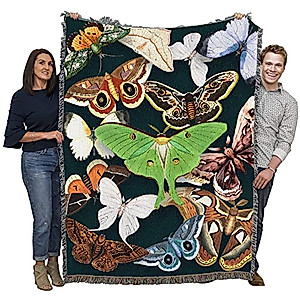 Pure Country Weavers Moths Emerald Blanket - Gift Tapestry Throw Woven from Cotton - Made in The USA (72x54)