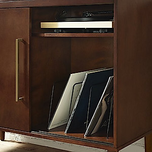 Crosley Furniture Everett Media Console and Record Player Stand with Storage for Vinyl Records, Mahogany