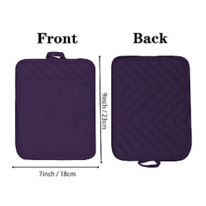 VEIKERY Cotton Pocket Pot Holders Machine Washable Heat Resistant Hot Pads for Kitchen and Baking Square Purple Oven Mitts 7"x9" Set of 5