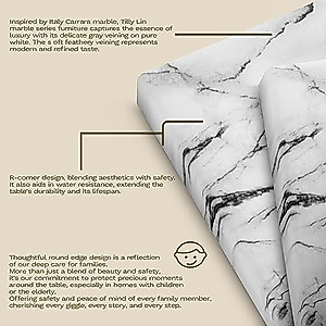 Tilly Lin 36" Faux Marble Top Console Table, Rectangular Shape Sofa Table for Entryway, Bar Table for Dining Room, Couch Table, Display Table for Living Room, Hallway, Foyer, Black Legs