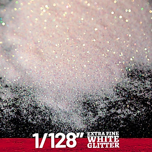 LEOBRO White Glitter, 150G/5.29OZ Glitter, Holographic White Fine Glitter, Extra Fine Glitter Powder, Iridescent Glitter for Resin Arts Crafts, DIY Tumblers Body Nail, Glitter for Christmas Decor