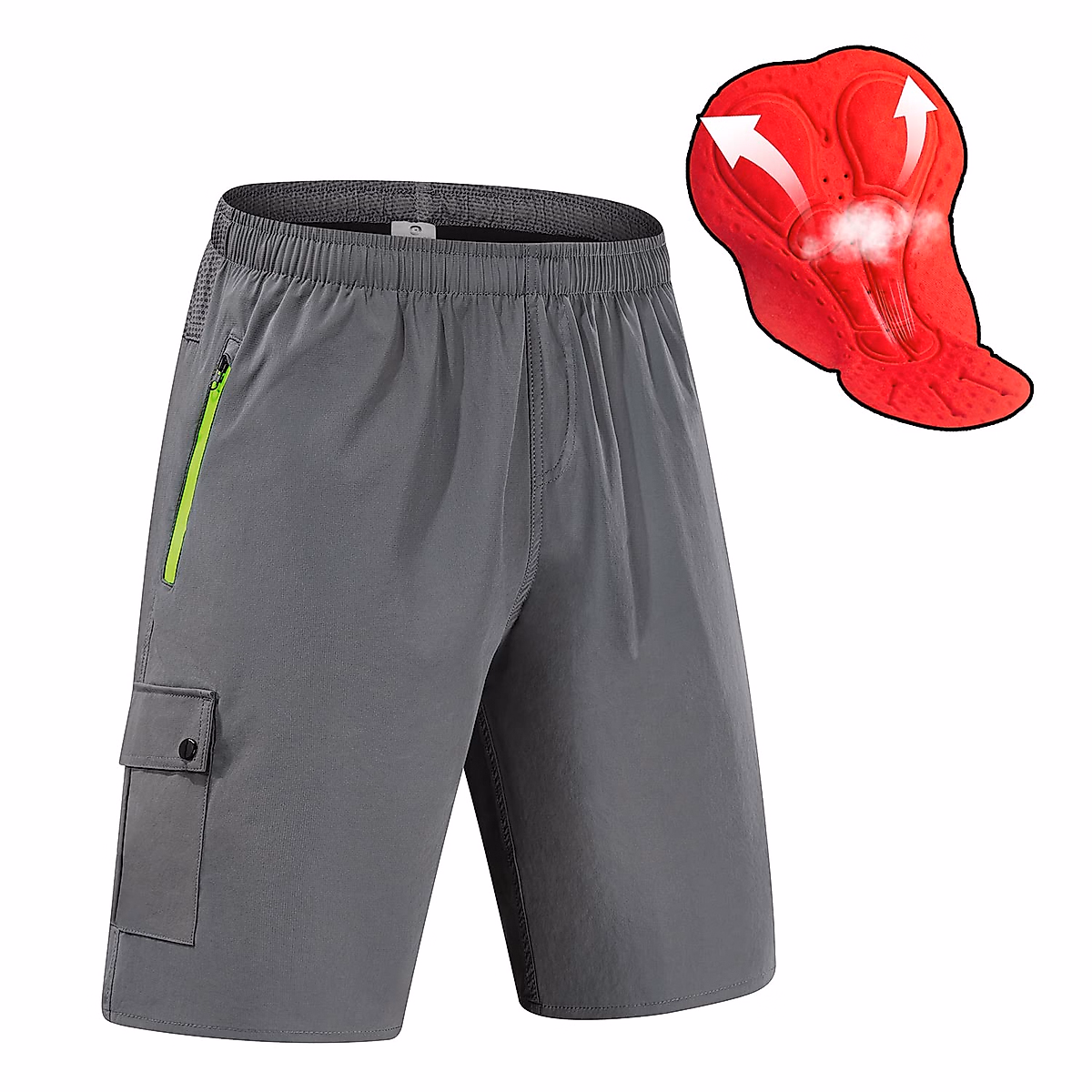 Mountain Bike Shorts for Men with 3D Padded Cycling MTB Shorts, Lightweight Loose Fit Bicycle Underwear Shorts X-Large