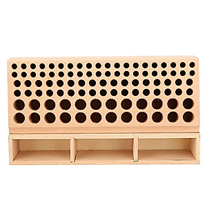 100 Holes Wooden Storage Rack Leather Craft Punching Tool Holder Stand Organizer for Paint Brush Punching Tools Storage(100 Holes)