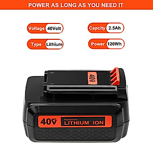 3.0Ah Replacement for Black and Decker 40V Lithium Battery LBX2040 LBXR36 LBXR2036 LST540 LCS1240 LBX1540 LST136W LBX2540 LST136 LHT2436 LSW36 Cordless Tools Battery