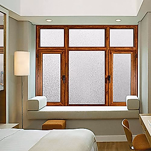 Frosted Stripe Cling Window Film, Removable Glass Door Privacy Film, Non-Adhesive Static Cling Window Film, Window Frosting Film, Peel and Stick Covering Frost Sticker for Bathroom (A)