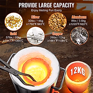 VEVOR Stainless Steel Blacksmithing Forge Propane Melting Furnace Kit, Stainless 12KG, Silver