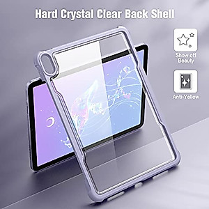 Fintie Hybrid Back Case for iPad Air 5th Generation (2022) / iPad Air 4th Gen (2020) 10.9 Inch - Slim Lightweight Clear Transparent Back Cover with Shockproof Soft TPU Bumper, Lilac Purple