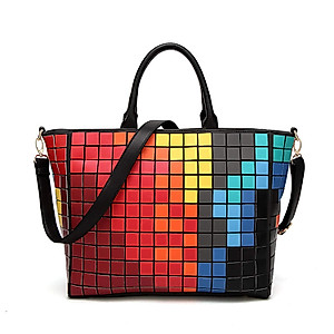 Fashion Geometric Mosaic Women Bag Diamond Folding Messenger Bag Female Shoulder Bao Bags