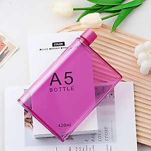 Reusable Slim Flat Water Bottle 420ml Portable - Fits in Pocket &Random Corner.Portable Cup for School,Sports, Travel, Dining Time