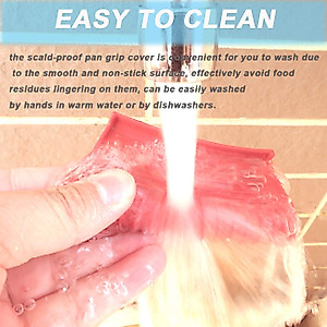 2 Pairs Silicone Assist Hot Pan Handle Holder, Hot Skillet Handle Covers Pot Grip Handle Sleeve Iron Non-Slip Heat Resistant Insulated Grip for Cast Iron Skillets and Traditional Pots (Black, Red)