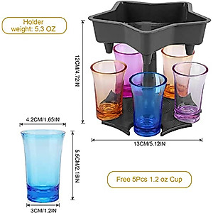 WeePro Shot Glass Dispenser and Holder Dispenser with Cups, 5 Shot Buddy Dispenser for Liquid/Drinks/Beverages Great for Parties, Bars, and Hosting, Perfect for Thanksgiving, Christmas, New Year