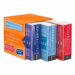 TableTopics Kids Conversation Pack - 120 Conversation Cards for Family Play Together, Engage and Connect with Kids, Boxed Set of 3 Topics