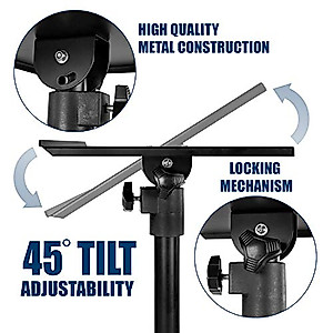 Mount-It! Tripod Projector Stand, Adjustable DJ Laptop Stand with Height and Tilt Adjustment, Portable Laptop Projector Table with Steel Tripod Base and Tray, Black