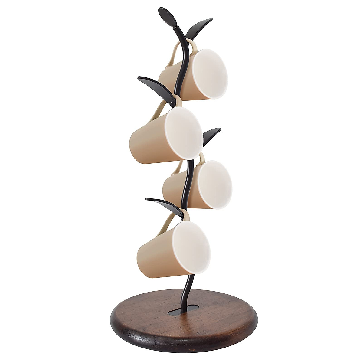 CUKE2BEET Mug Tree Stand, Countertop Coffee Mug Holder Tree Coffee Mug Rack Tea Cup Organizer with Wooden Base for Coffee Counter Bar and Kitchen