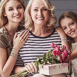 ORAZIO 16Pcs Evil Eye Bracelets for Women Bangle Link Chain Bracelet Set Silver Tone(Style 1)