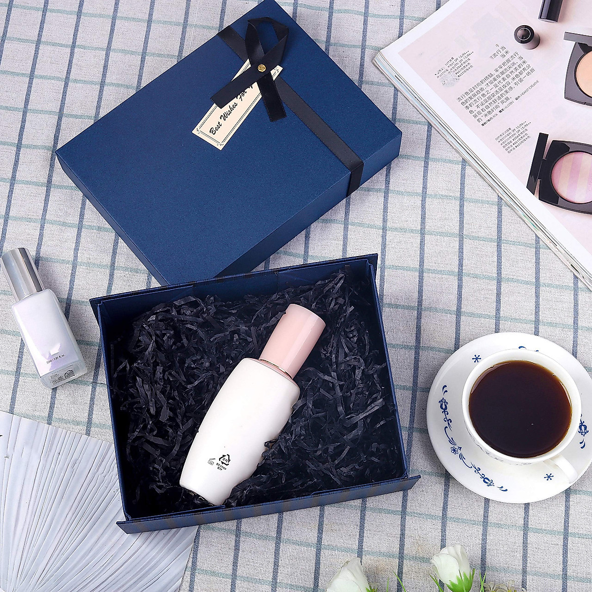 SHIPKEY Navy Blue 8x6x3 Groomsmen Proposal Box with Fill | Gift Boxes with Greeting Cards and Gift Bags