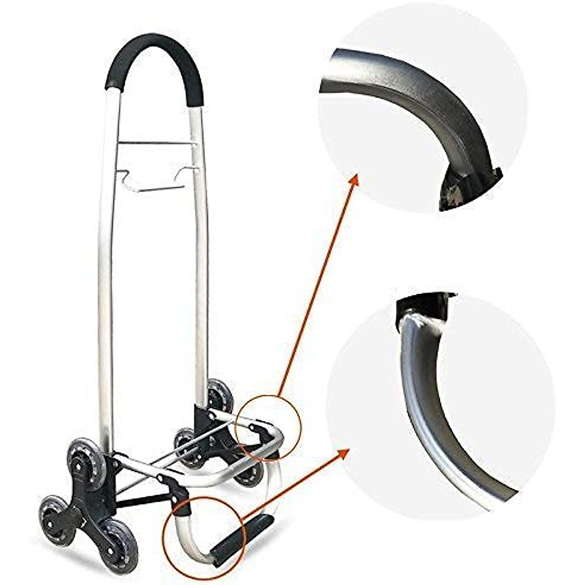 Shopping Trolley on Wheels Multi Function Shopping Cart Lightweight Trolley Aluminum Alloy with 6 Wheels Climbing Stairs Large Capacity Folding Supermarket Car Storage Hand Trucks,Brown