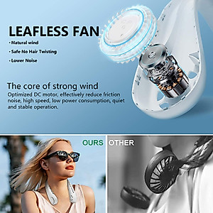 DGLK The Portable Neck Fan From Popular Earphone Design,The Leafless Neck Fan Perfect For Personal Fan，with Features，Mini Fan, Ultra-Quiet, Battery Powered Fan, Suitable For Outdoor Sports