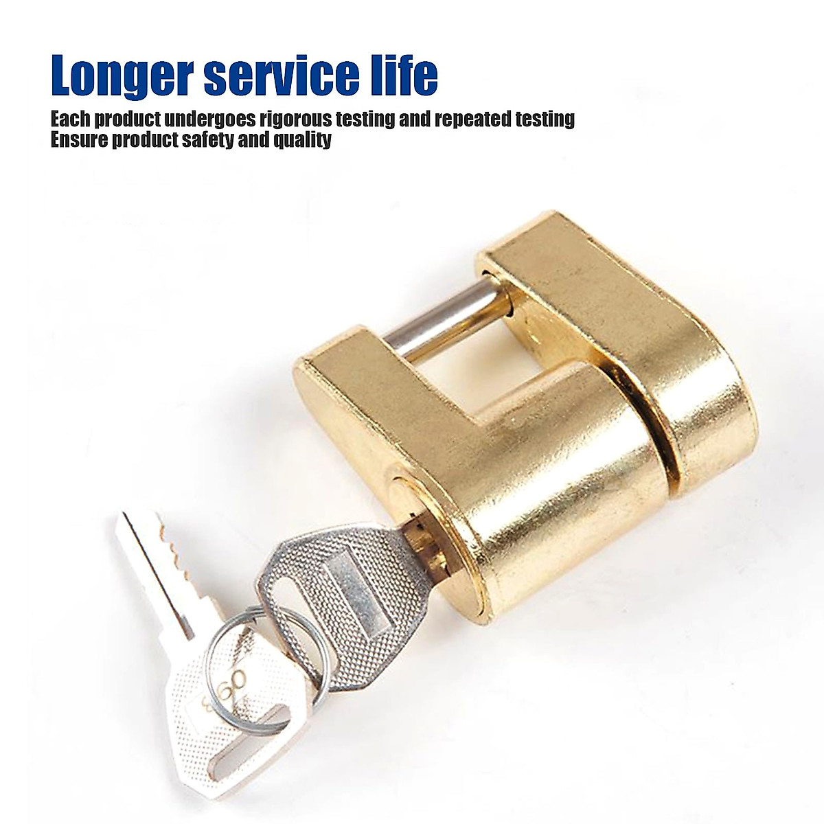UGSHY 1 PC Trailer Hitch Lock, 1/4" Diameter 3/4" Span Zinc Alloy Car Coupler Locks, Trailer Lock Connector, Universal for Most Motorhome Trailers Truck (Gold)