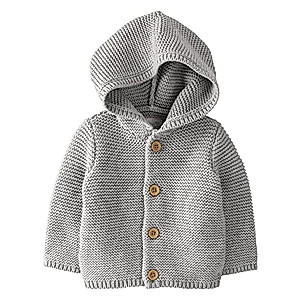Little Planet By Carter's baby girls Organic Signature Stitch Cardigan, Grey, 9 Months US