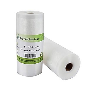 Vacuum Sealer Bags Heavy Duty, 8x 50 Vacuum Sealer Bags (2 packs) 100 ft Roll Vacuum Sealer Bags, Food Vacuum Sealer Bags, Meat Vacuum Sealer Bags, Fit nutrichef, foodsaver, jzbrain oliso weston Vacuum Sealer Bags, BPA Free Sous Vide, Best Deal!