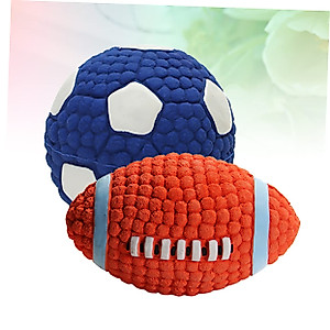 balacoo Sports Ball Dog Toys 2-Pack Squeaky Chew Balls Sound Rugby Soccer for Pet Play Chewing