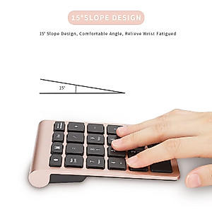 Jopwkuin Bluetooth Number Pad, 22 Keys Number Keypad with Shortcut Key, 10Keys Portable Financial Accounting Number Pad, Bluetooth 5.0 Numeric Keyboard for Laptop, PC, Desktop, Pad(Rose