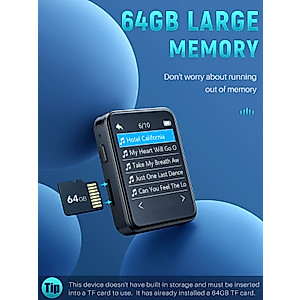 DONEST 64GB MP3 Player Bluetooth 5.2 Touch Screen Music Player with Speakers Lossless Sound Quality mp3 with FM Radio Recording E-Book 1.8 inch Screen Includes Back Clip/Player Case/Earphone/TF Card