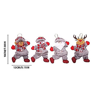 Christmas Tree Plush Ornaments Set, Plush Christmas Ornaments Santa Elk Bear Snowman Ornaments for Christmas Tree Xmas Home Holiday Decorations Christmas Ornaments