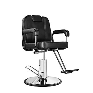 Beautymega Black Hydraulic Pump Styling Chair 360 Degrees Swivel Barber Chair Salon Spa Reclining Beauty Chair