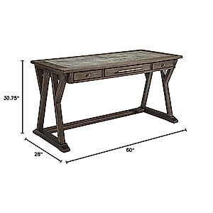 Signature Design by Ashley Luxenford Rustic Farmhouse 60" Home Office Desk with Drawers, Distressed Gray