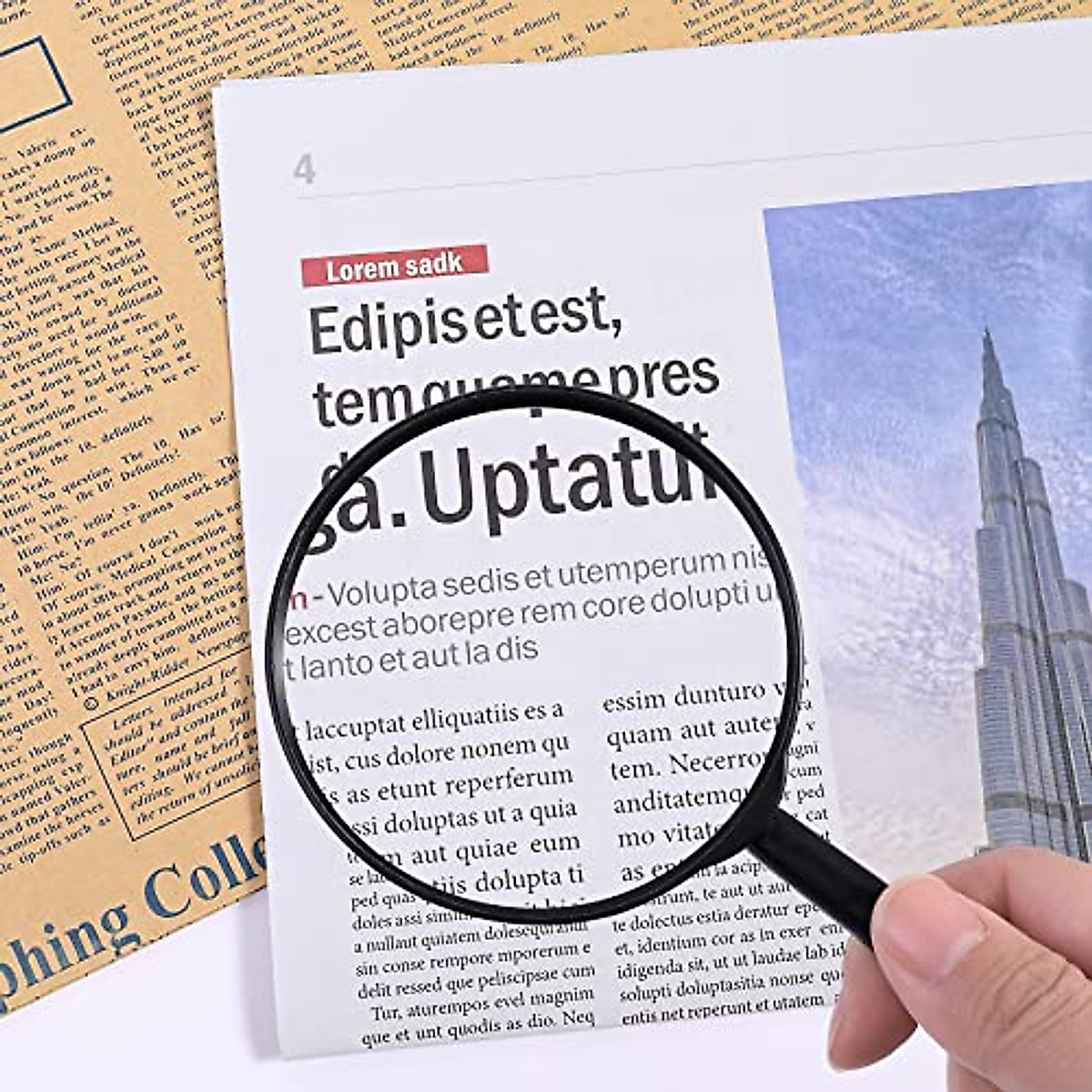 Feosky Handheld Reading Magnifier, 10X Magnifier, 75mm Glass Lens, Rubbery with Non-Slip Soft Handle for Seniors Reading and Kids Nature Exploration