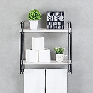 Industrial Pipe Shelving,Iron Shelves Industrial Bathroom Shelves with Towel bar,16.9in Rustic Metal Pipe Floating Shelves Pipe Wall Shelf,2 Tier Industrial Shelf Wall Mounted,Retro White