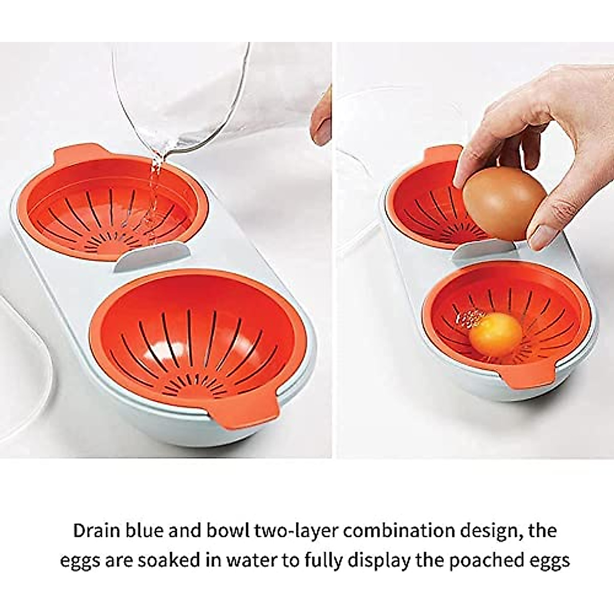 Microwave Egg Poachers Double Cup Egg Boiler Draining Egg Boiler Non-Stick Feature Microwave Ovens Cooking Tools Steamer Kitchen Gadget (1pcs,Green)
